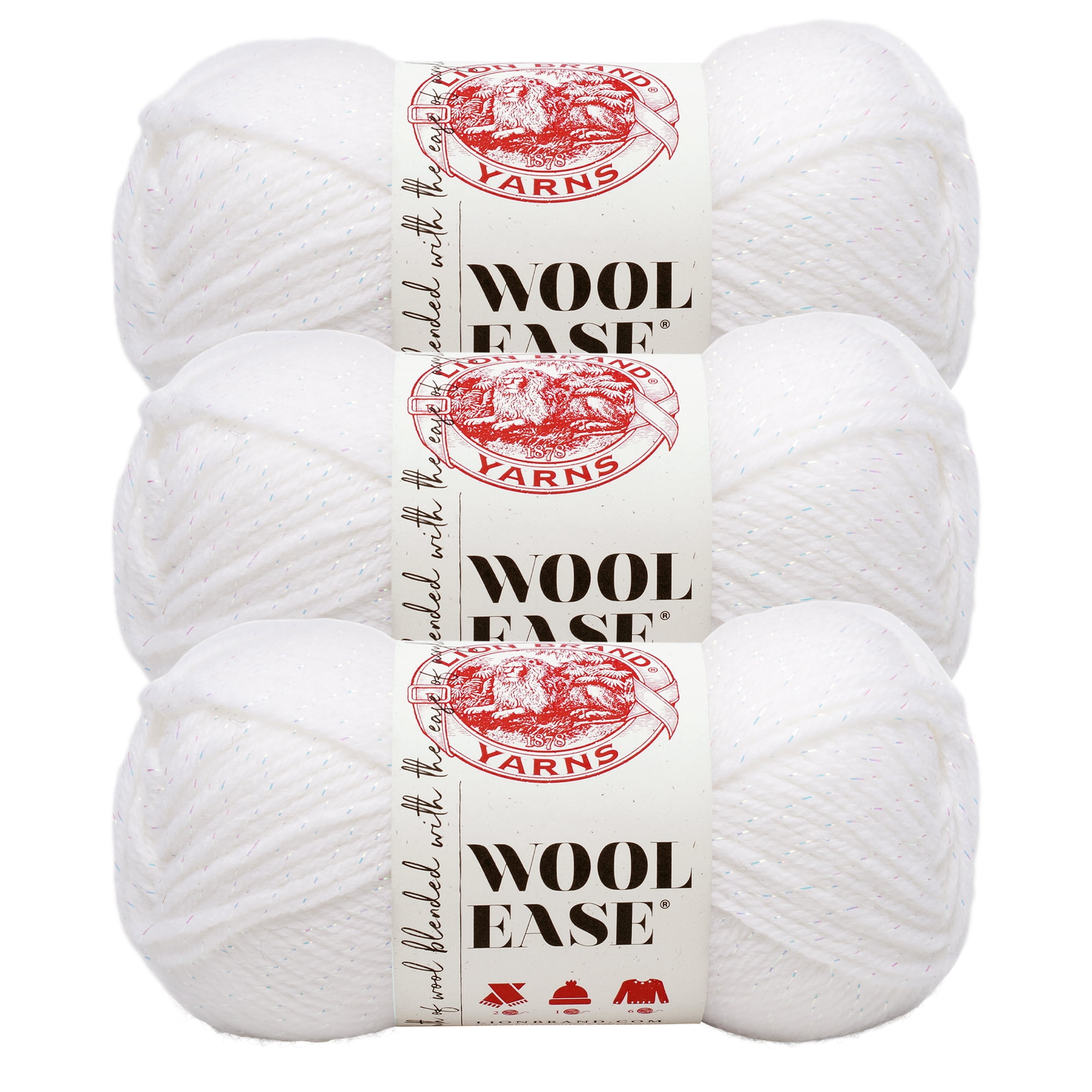 Lion Brand Yarn Wool-Ease White-Multi Classic Worsted Medium Acrylic ...