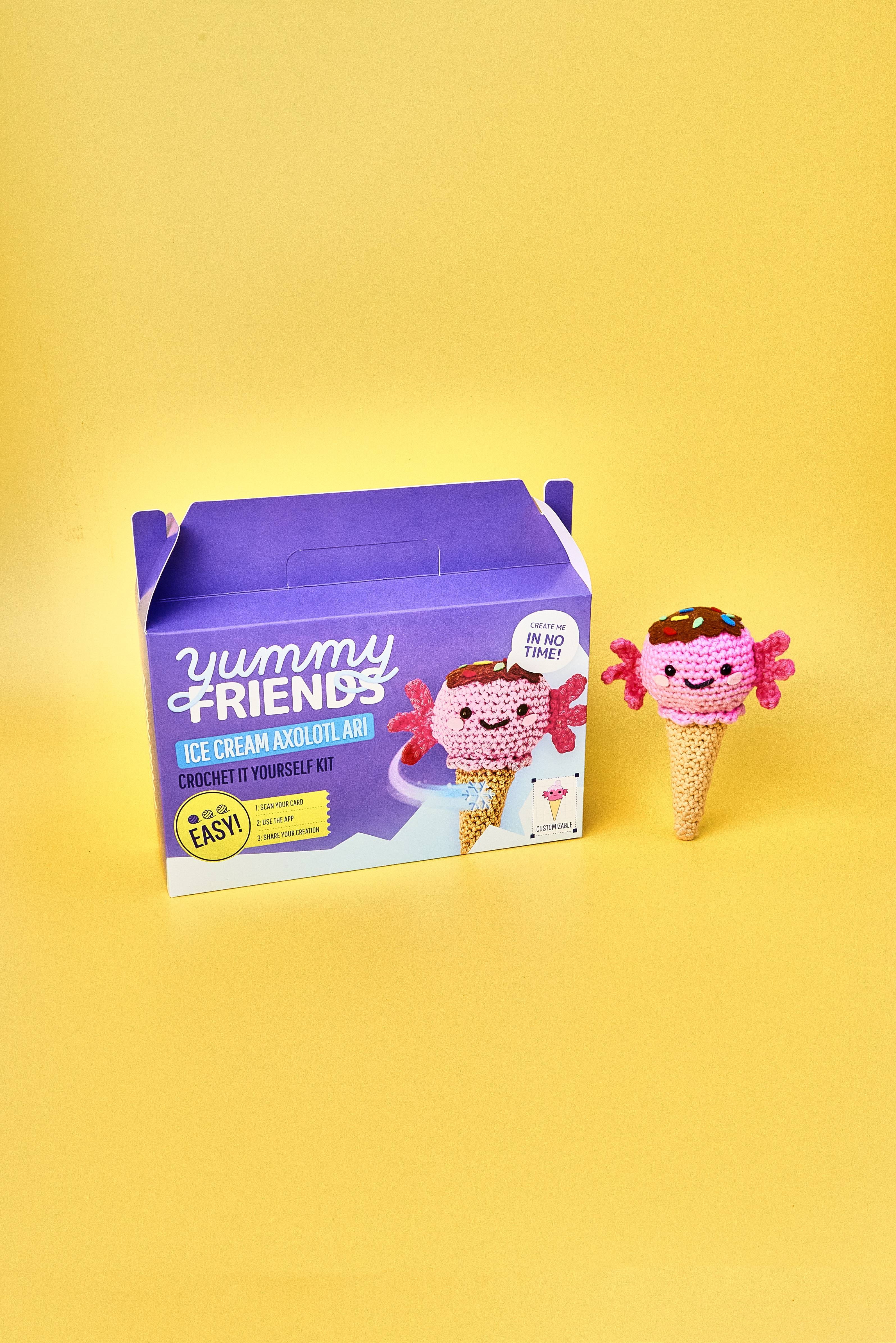 Lion Brand Yarn Yummy Friends Kit Ice Cream Axolotl Ari Medium ...