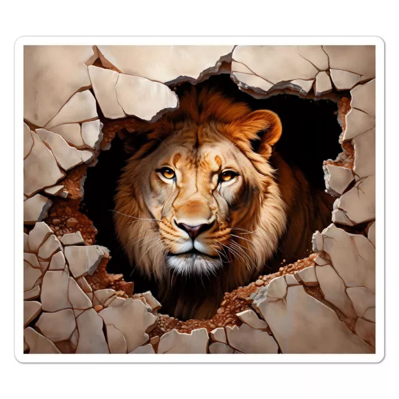 Lion Broken Wall Sticker Indoor Outdoor Phone Decal Water Bottle ...