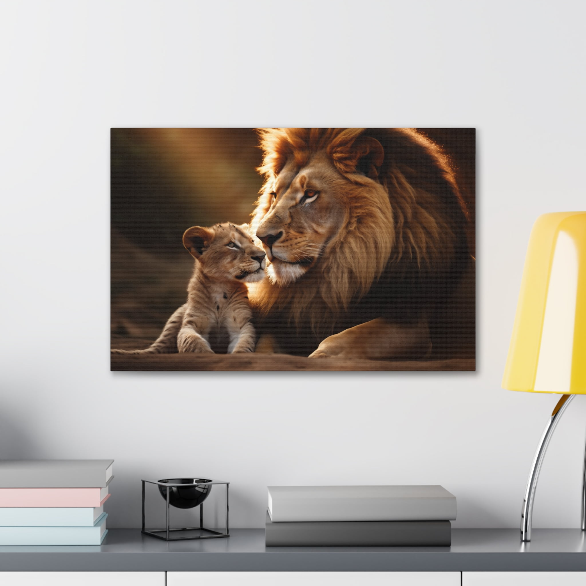 Lion Canvas Gallery Wraps Lion with Cub Sahara Africa Strength Majesty ...