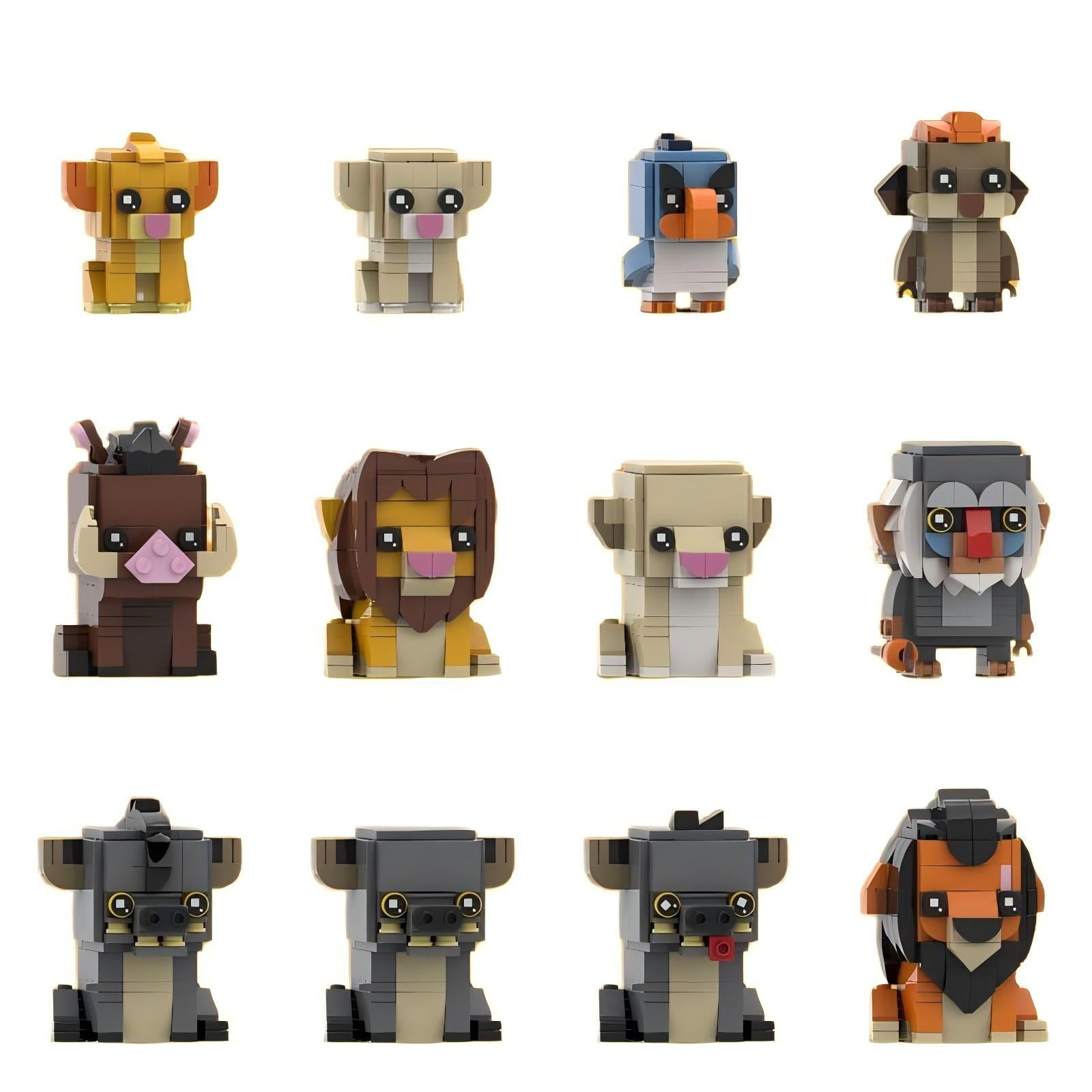 Lion Cartoon Animal Building Blocks MOC Animated Character Lion, Wolf ...