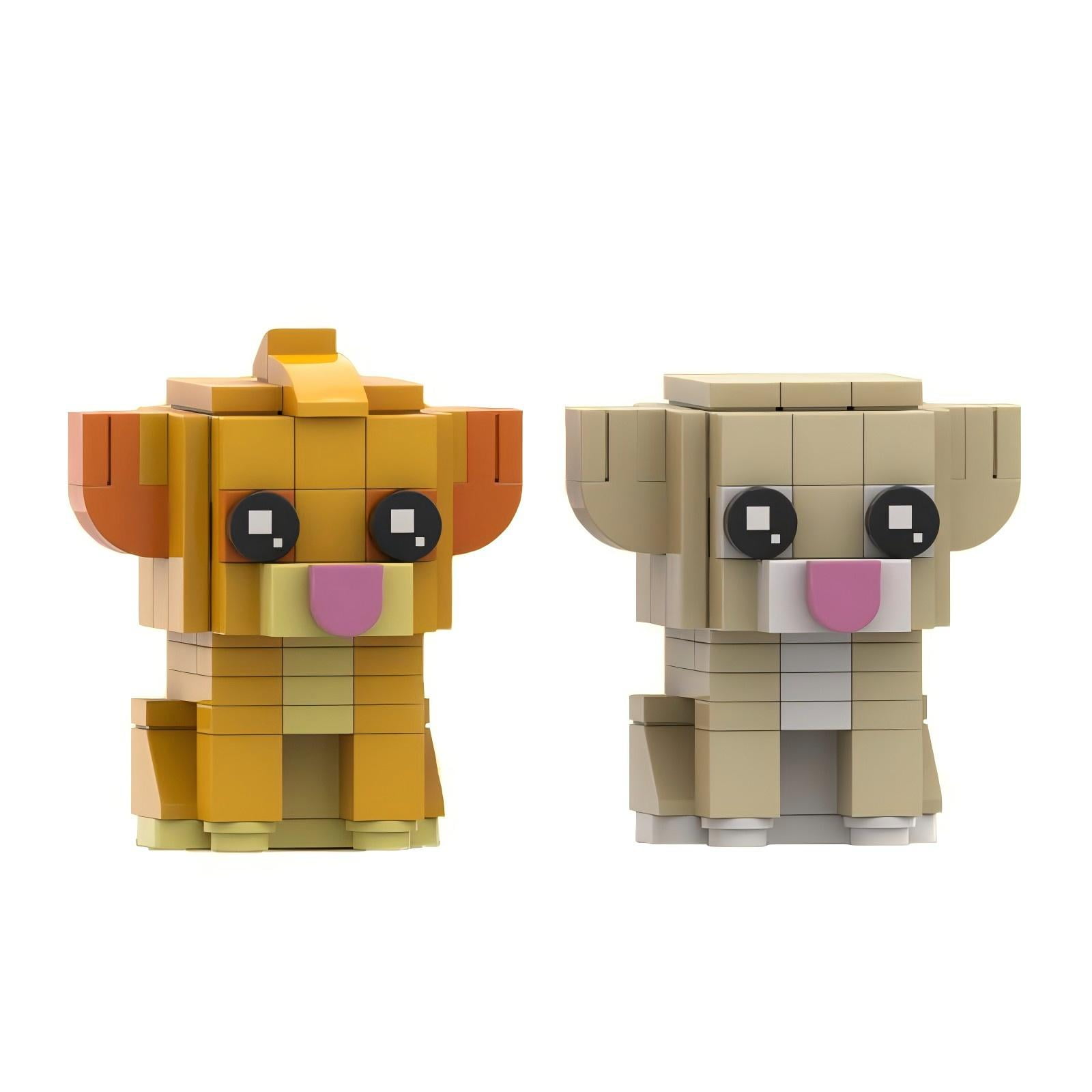 Lion Cartoon Animal Building Blocks MOC Animated Character Lion, Wolf ...
