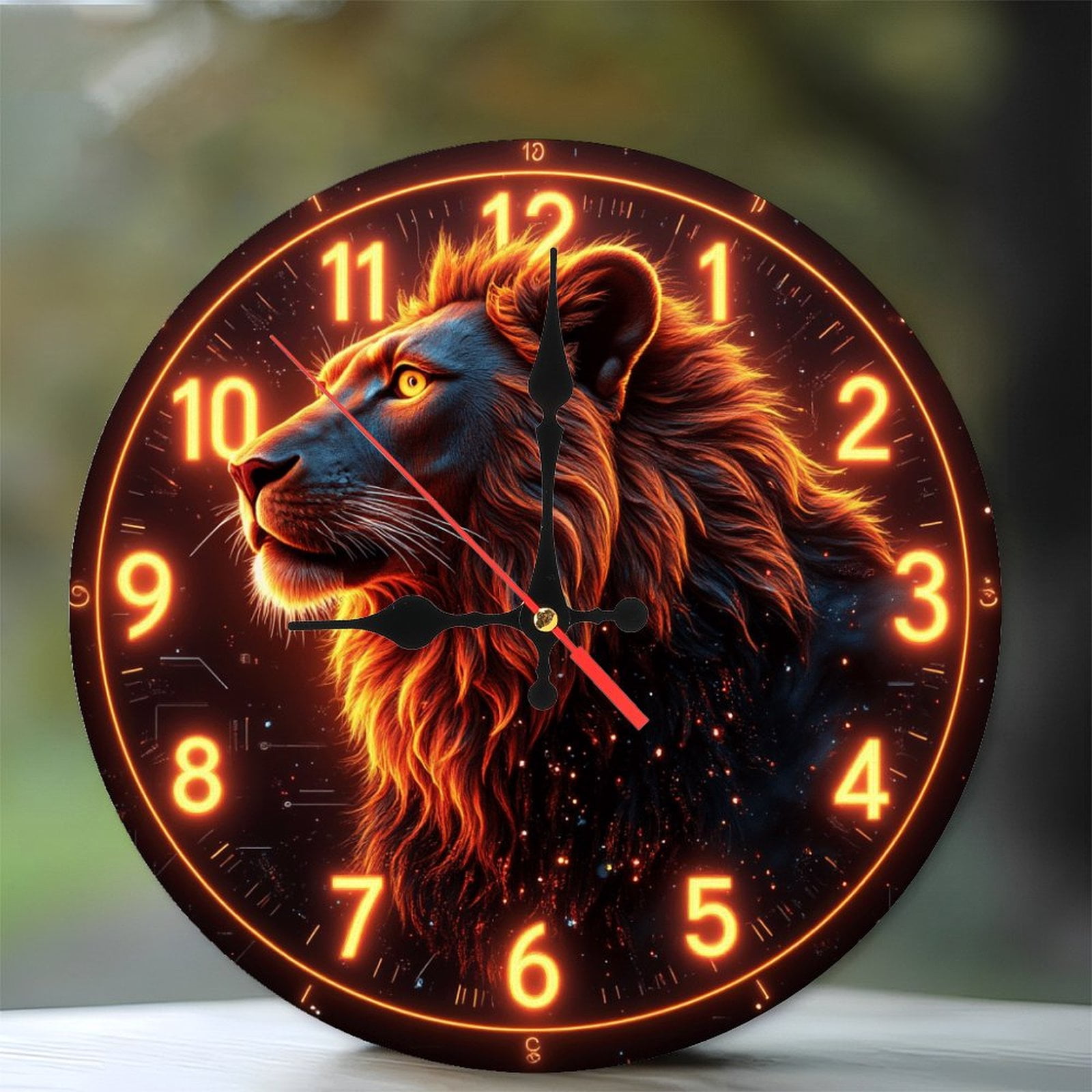 Lion Clock Art 10-Inch Silent Wooden Wall Clock, Battery Operated (AA ...