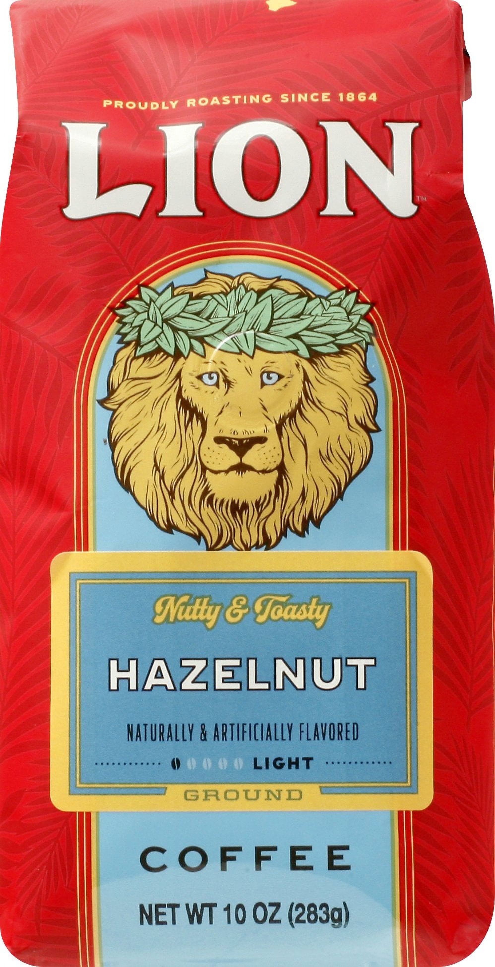 Lion Coffee, Hazelnut Flavor, Light Roast, Ground Coffee, 10 Ounce Bag ...