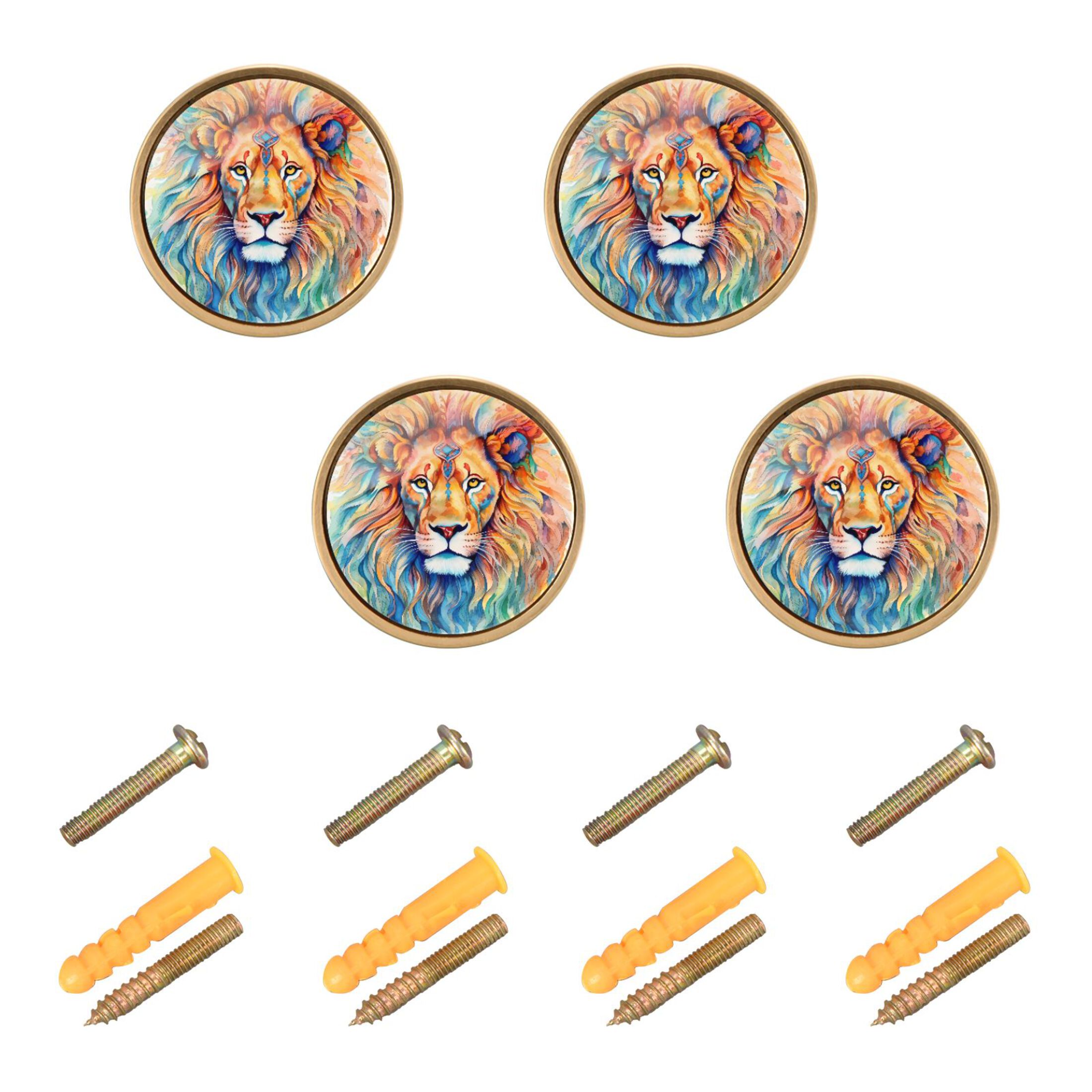 Lion Colorful Cabinet Knobs Kitchen Drawers Knobs Door Round Pulls Knob ...