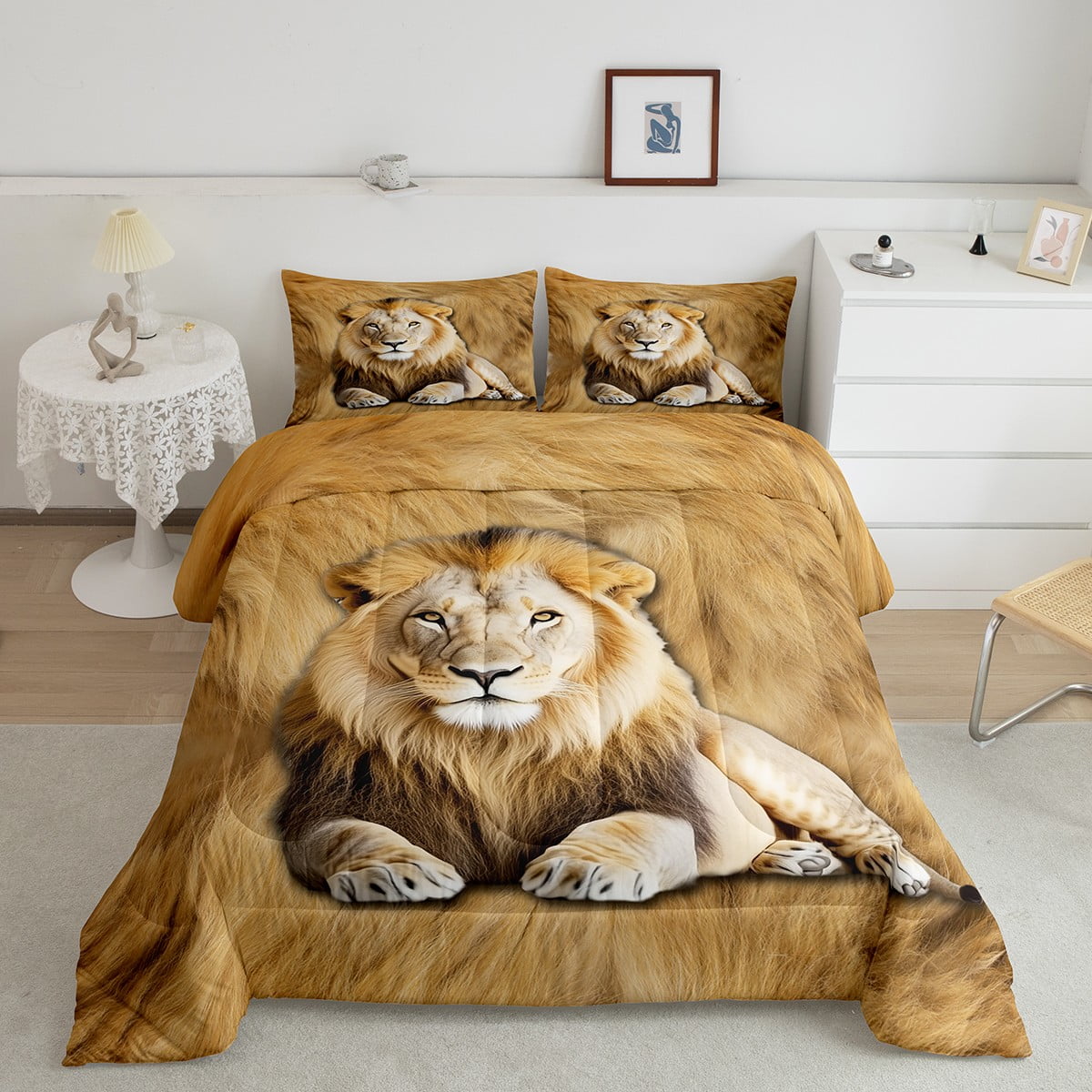 Lion Comforter Set,3D Lion Full Bedding Set,Animal Print Bedding ...