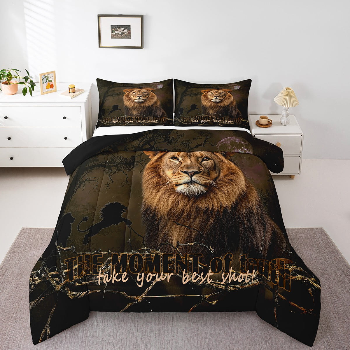Lion Comforter Set Full Size, 3D Wildlife Comforter Soft 3 Pieces ...