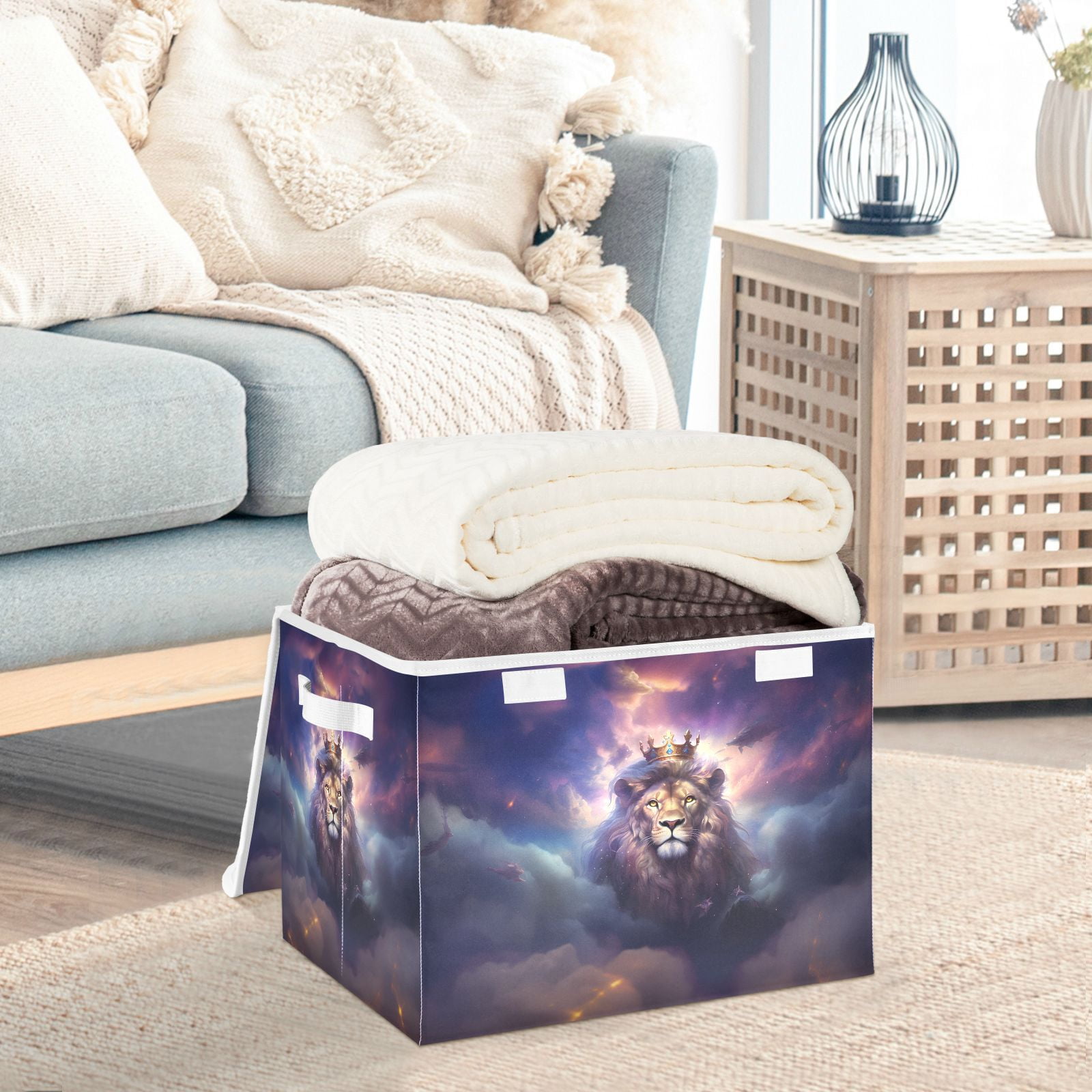 Lion Crown Clouds Storage Basket Foldable Laundry Basket Shelf Kids Toy ...