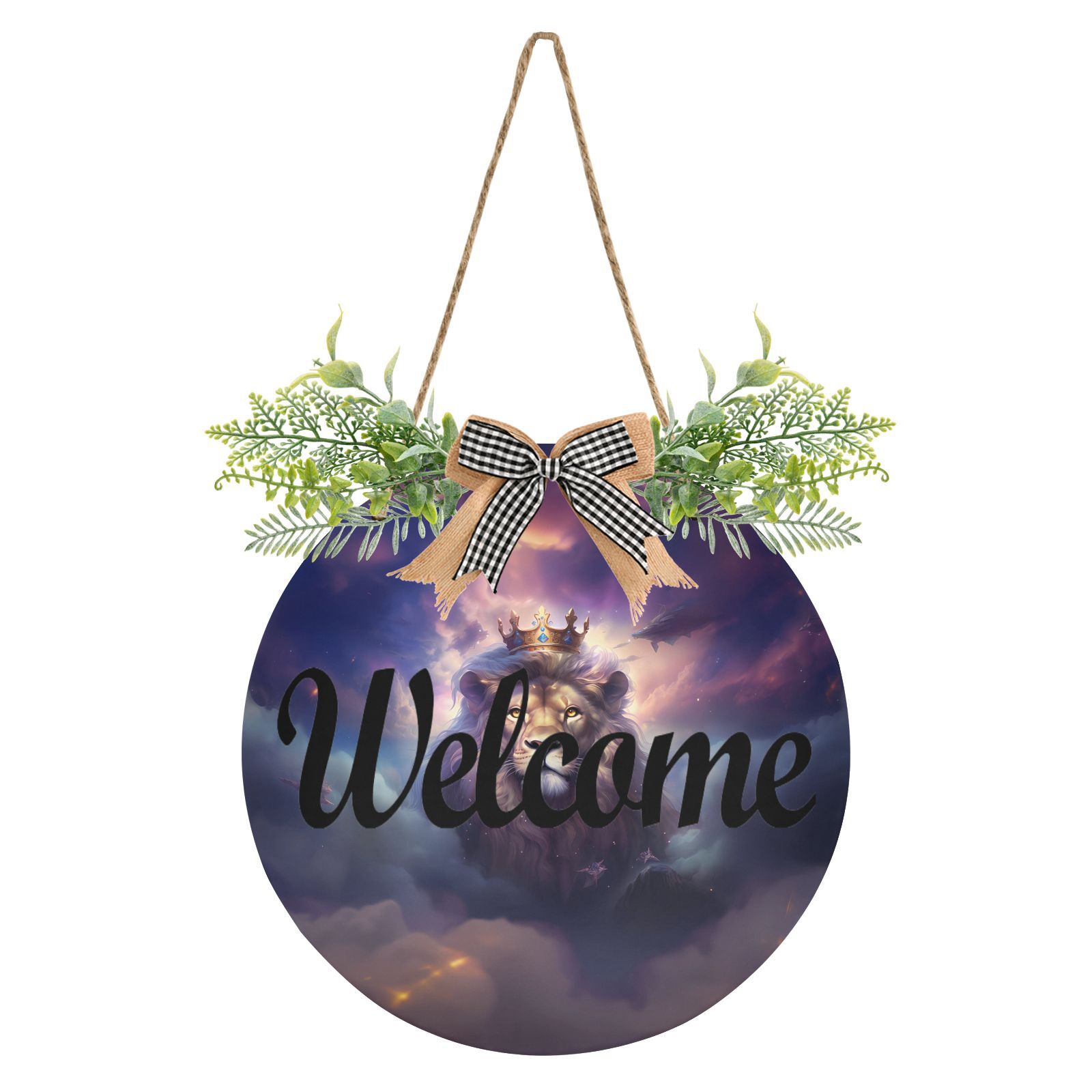 Lion Crown Clouds Welcome Sign for Front Door Wreath Door Sign for ...