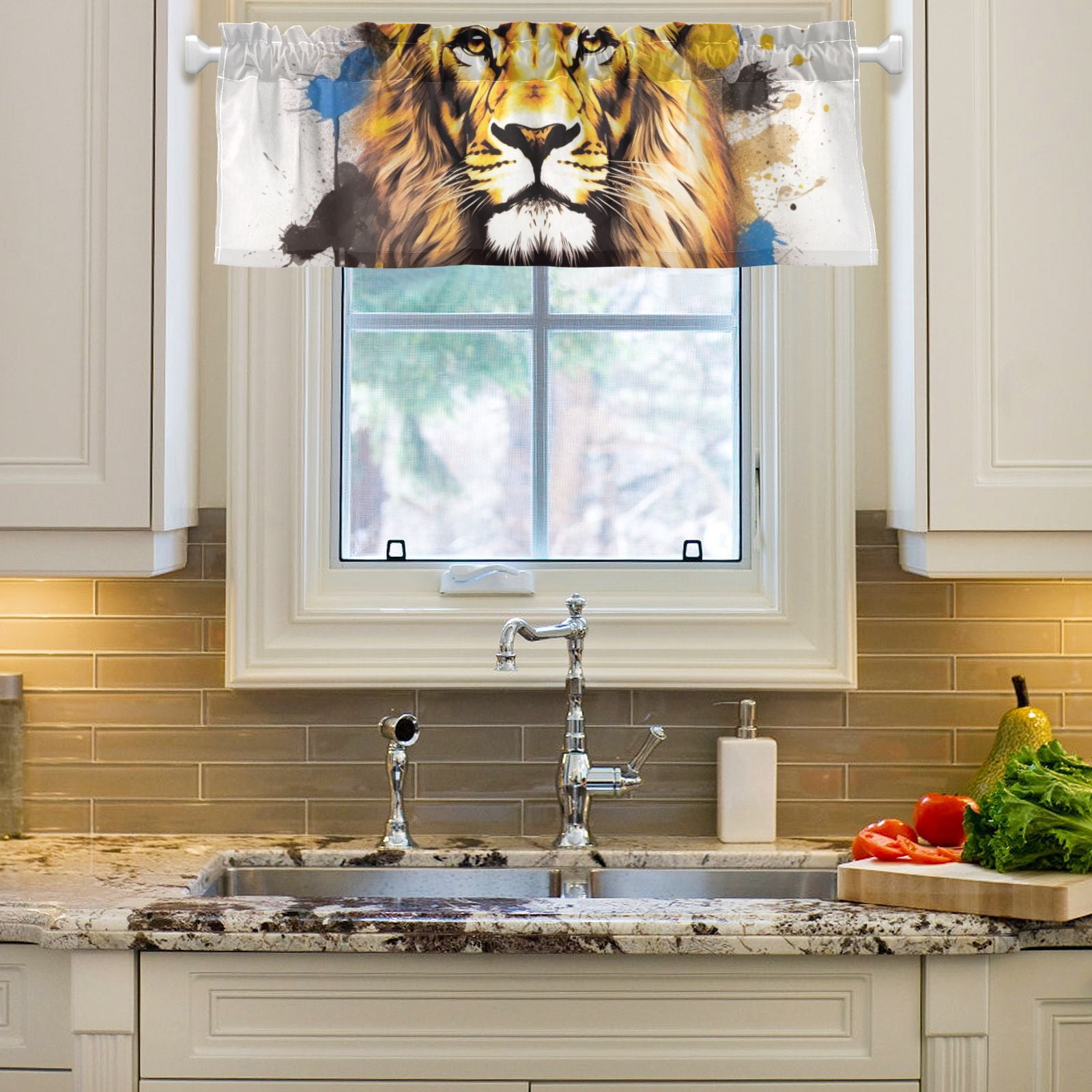 Lion Crown Curtain Valances Farmhouse Design Window Treatment Decor ...
