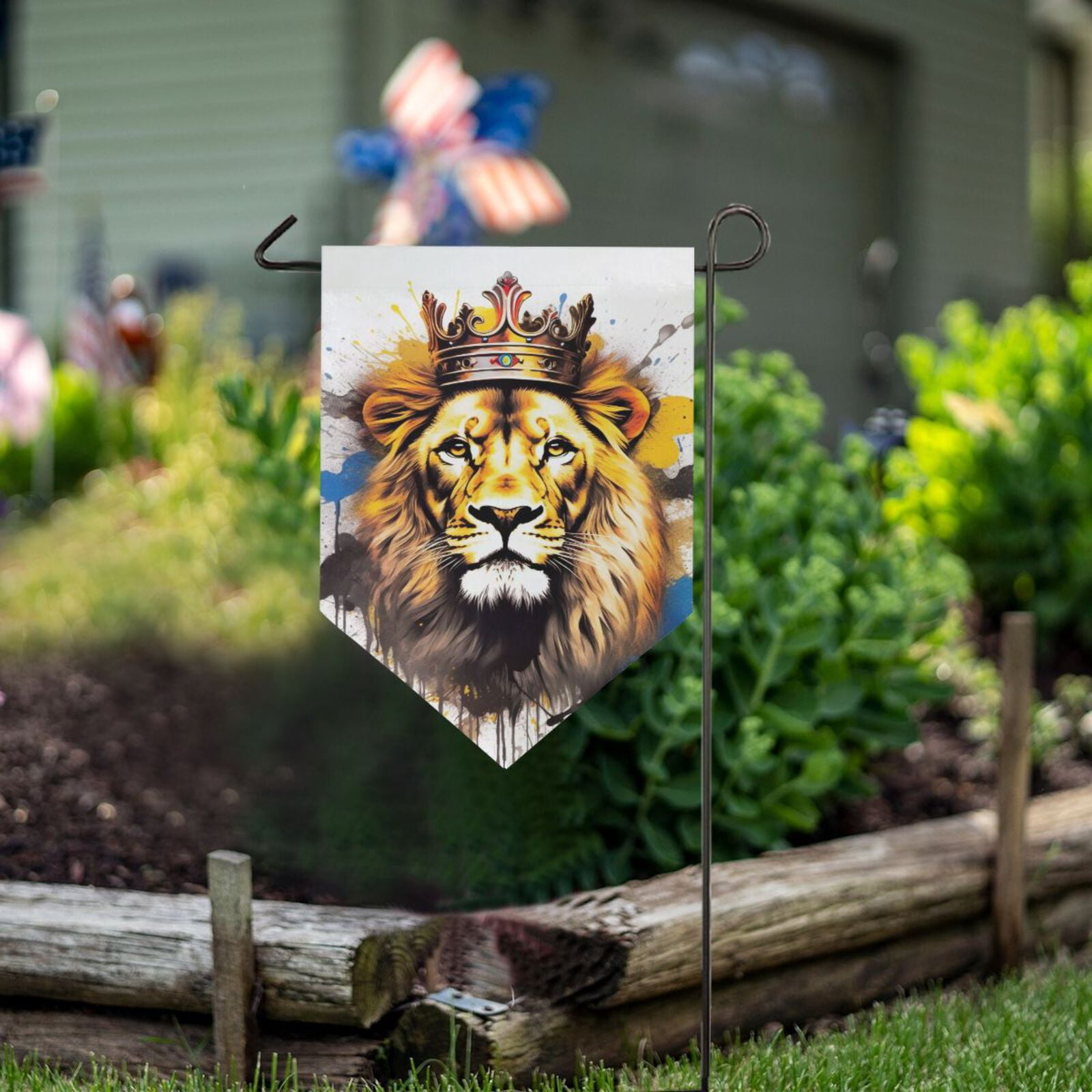 Lion Crown Garden Flag 18" x 12.5" Double Sided Yard Lawn Outdoor Decor ...