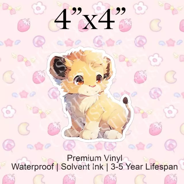 Lion Cub Chibi Baby Sticker Animal Sticker Vinyl Sticker Waterproof ...