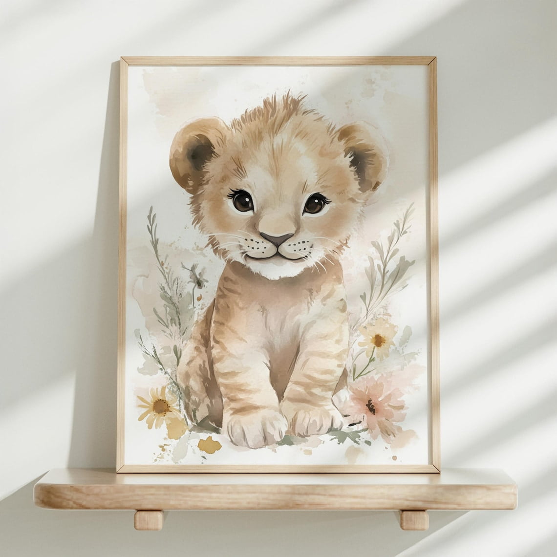 Lion Cub Nursery Art, Baby Room Decor, Safari Animal Wall Art, Cute ...