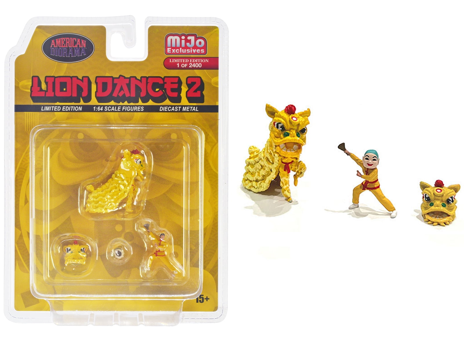 "Lion Dance 2" 4 piece Diecast Figure Set (1 Figures 1 Lion 2 ...