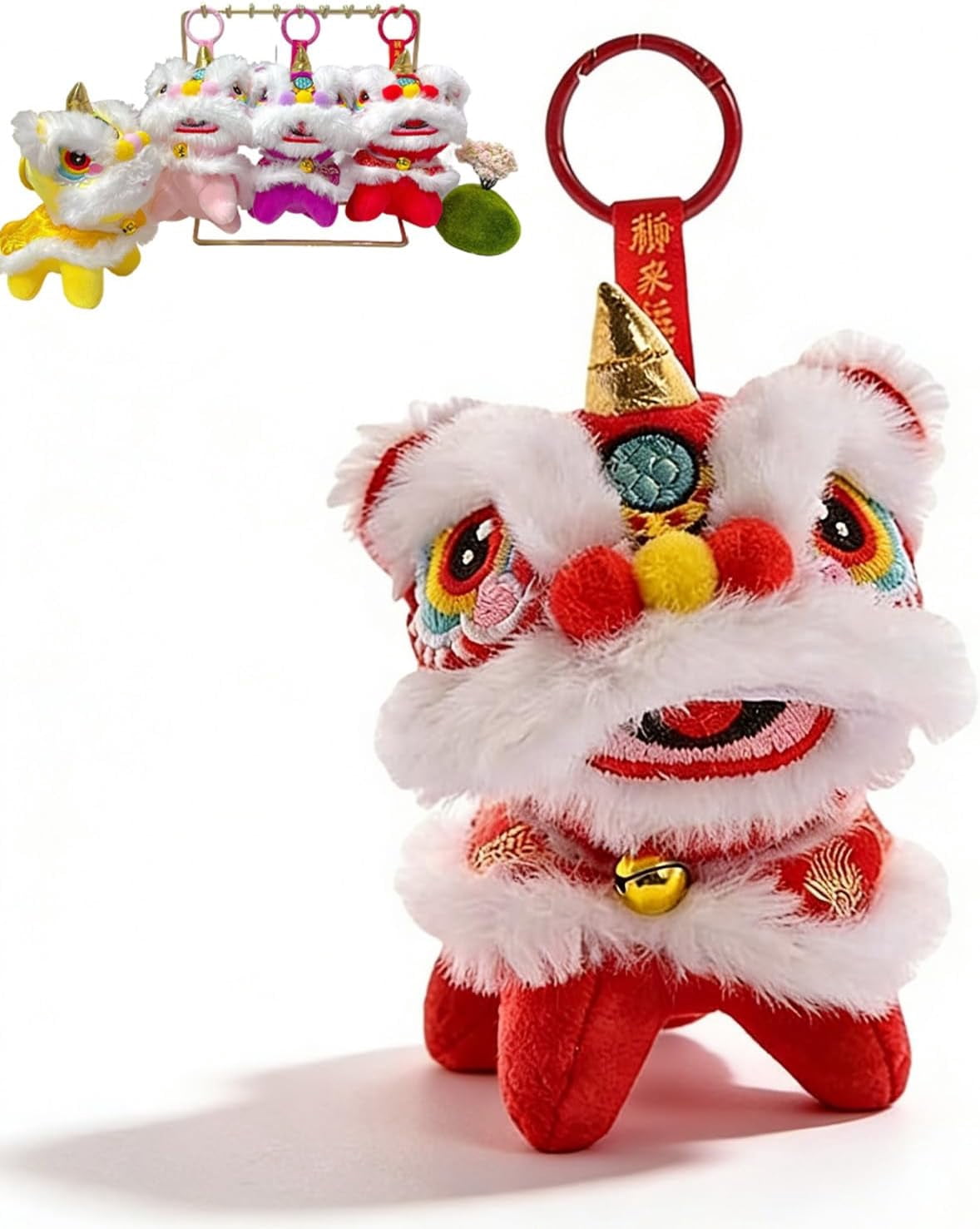 Lion Dance Plush Keychain - Cute Cloak Lion Dance Keychain, Chinese ...