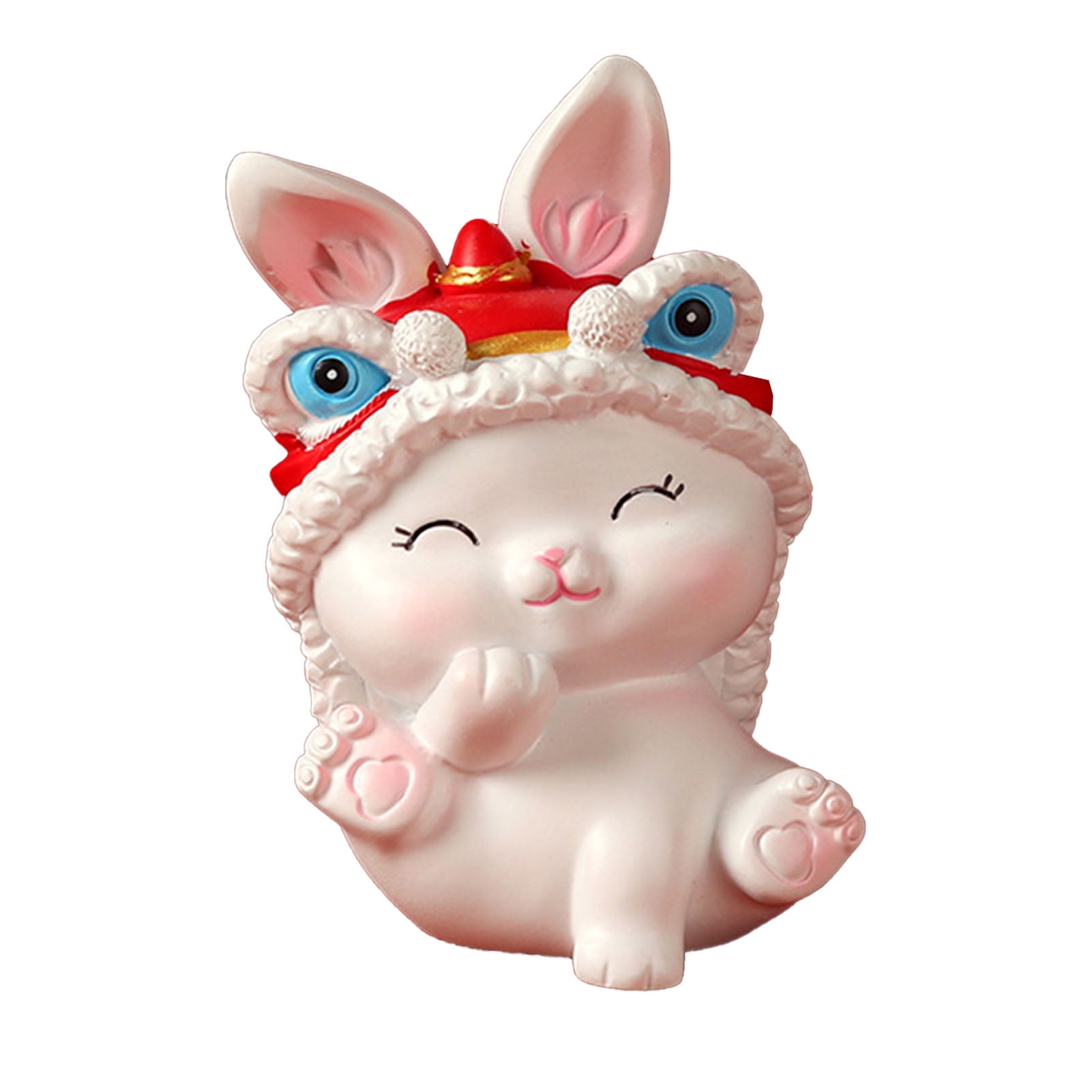 Lion Dancing Rabbit Model Resin Cute Miniature Rabbit Model for Chinese ...