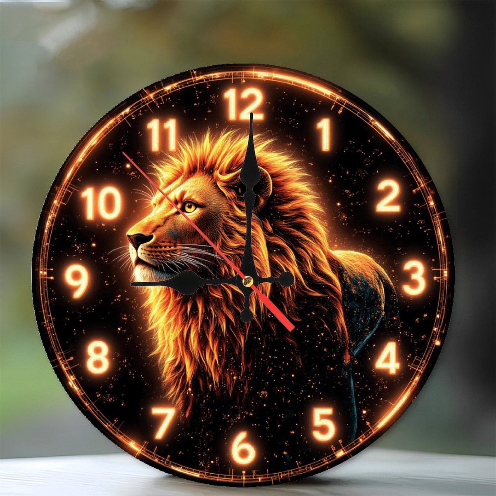 Lion Decorative Wall Clock with Unique Design 10-Inch Silent Wooden ...