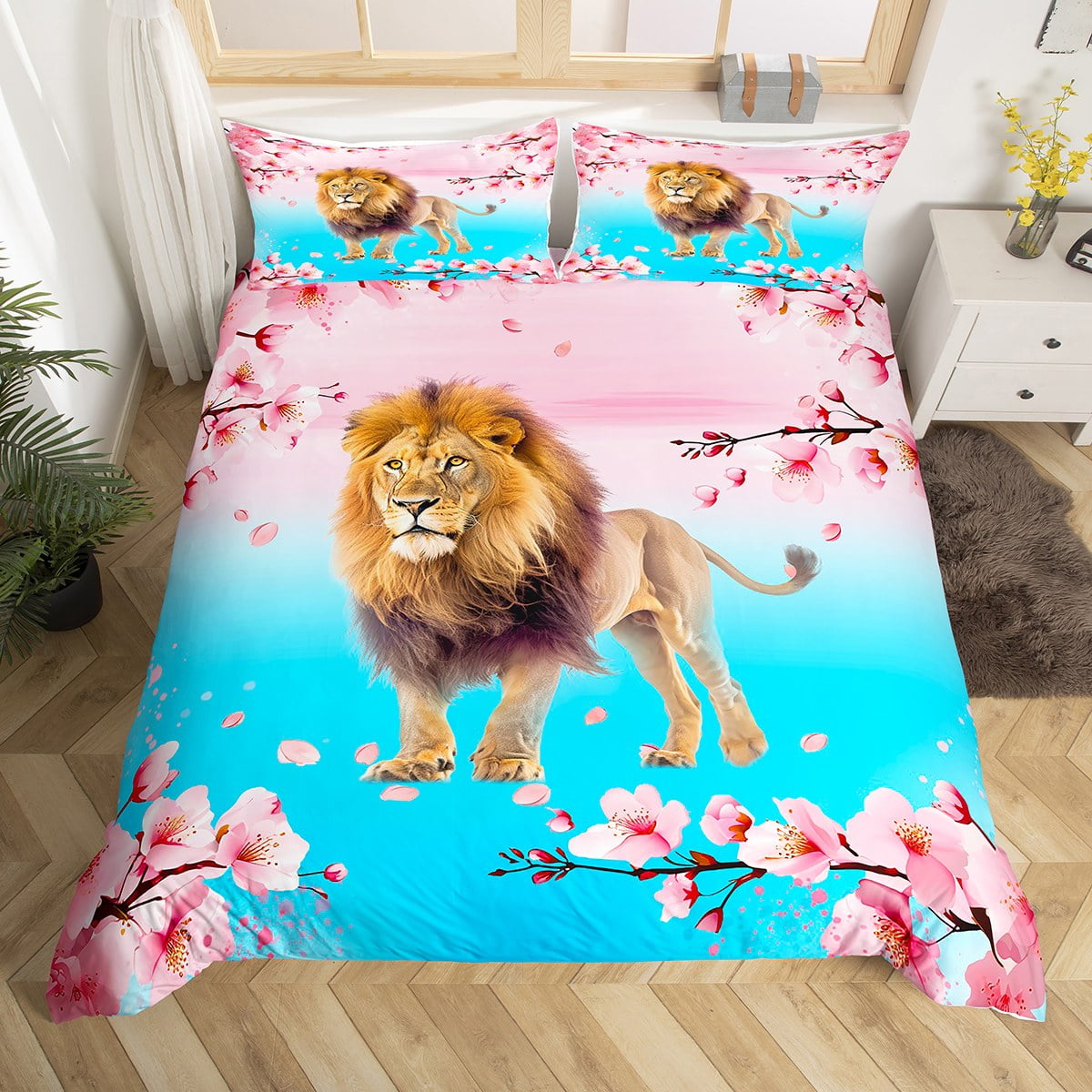 Lion Duvet Cover African Safari Animals Full Bedding Sets for Girls ...
