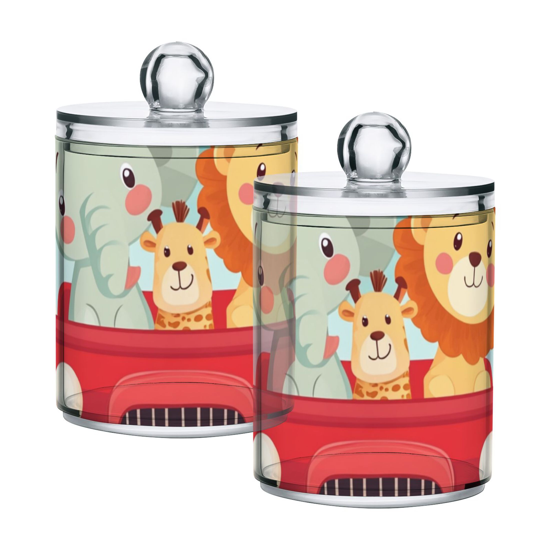 Lion Elephant Giraffe Drive Car Translucent Plastic Cans Storage ...