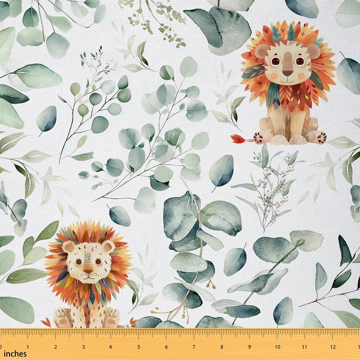 Lion Fabric by the Yard,Funny Colorful Lion Upholstery Fabric ...