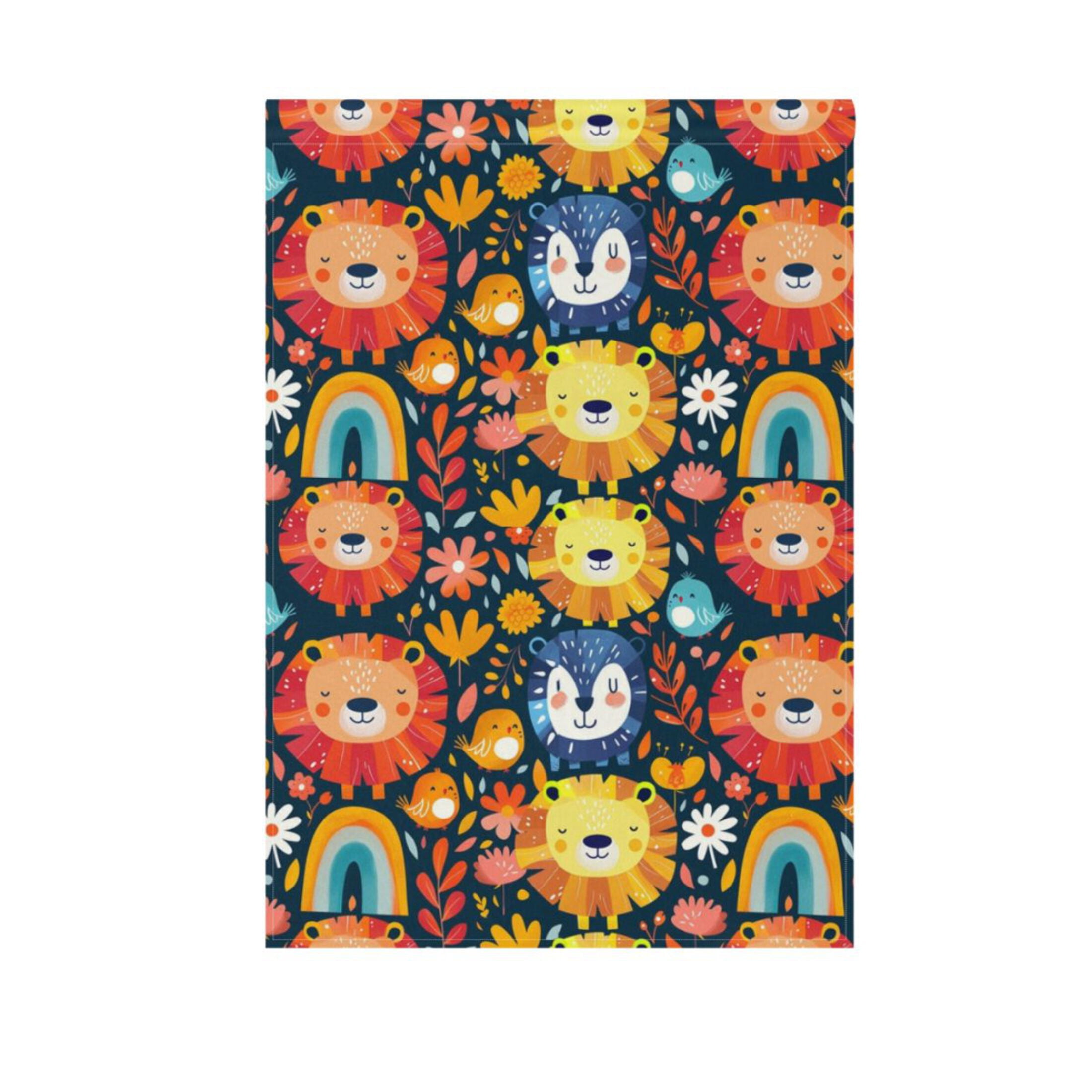 Lion Face Bird Rainbow Garden Flag 12"x18" Double-Sided Yard Flags for ...