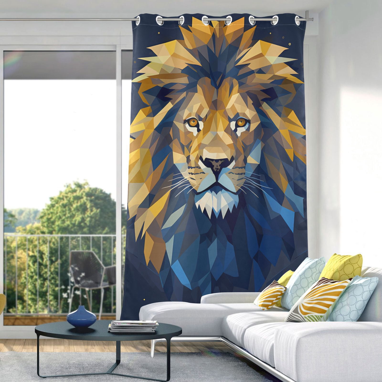 Lion Face Blackout Curtain Panels Drapes Privacy Assured with Light ...