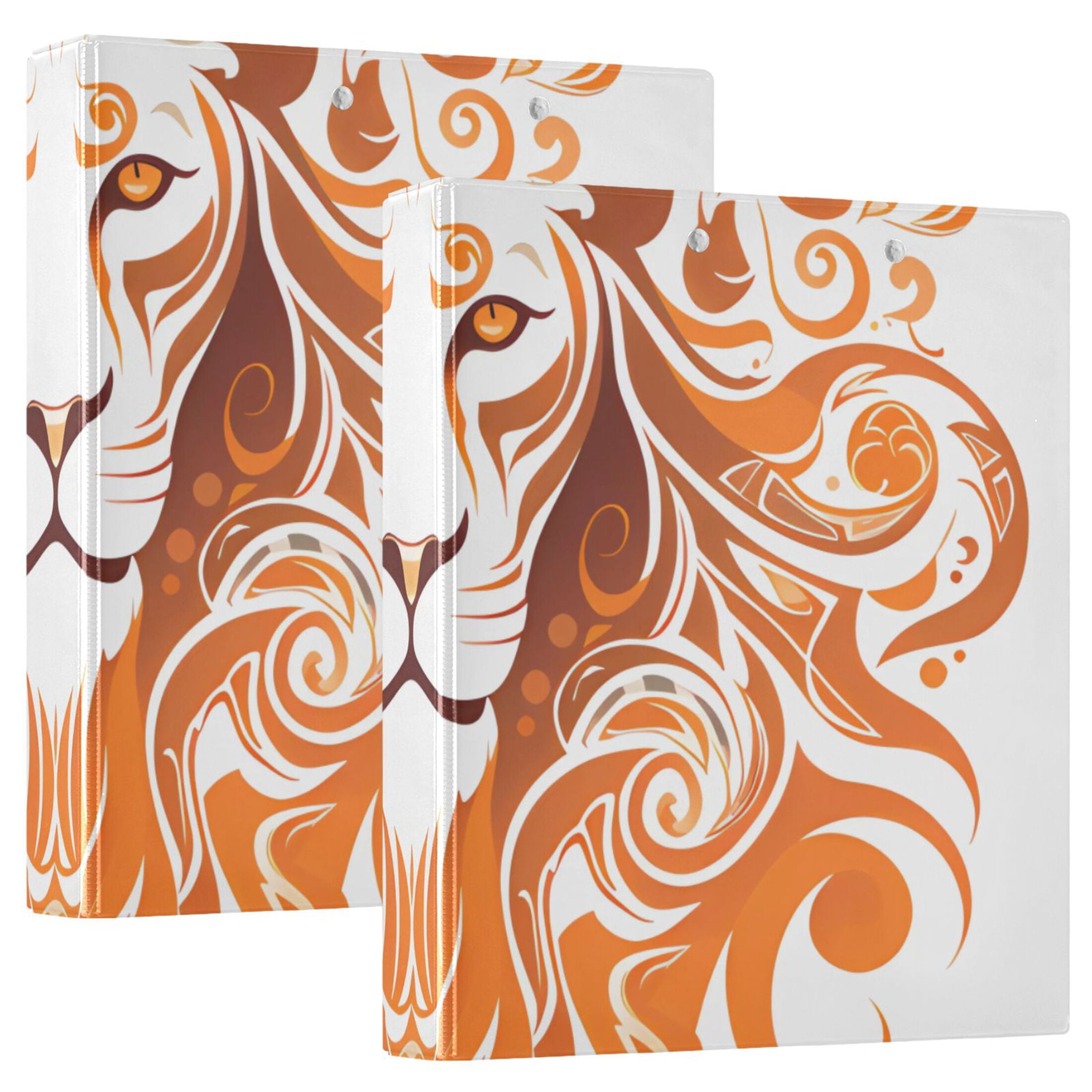 Lion Face Partern 3 Ring Binders 1.5 inch Hardcover File Folders with ...