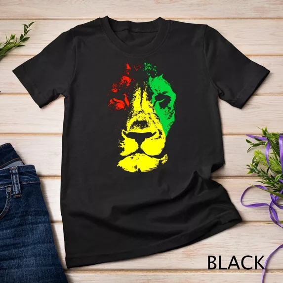Lion Face Rasta Colorful Regal Wild Animal Art Unisex T-Shirt up to size 5XL - Walmart.com