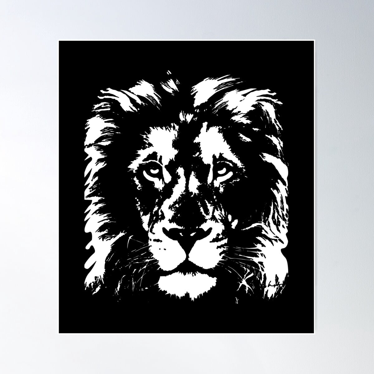 Lion Face Shadow Leo Head Animal King Gift Idea Poster Wall Art, Modern ...