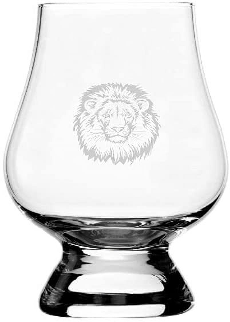 Lion Face Zoo Animal Themed Etched 2.5oz Glencairn Wee Whisky Glass ...