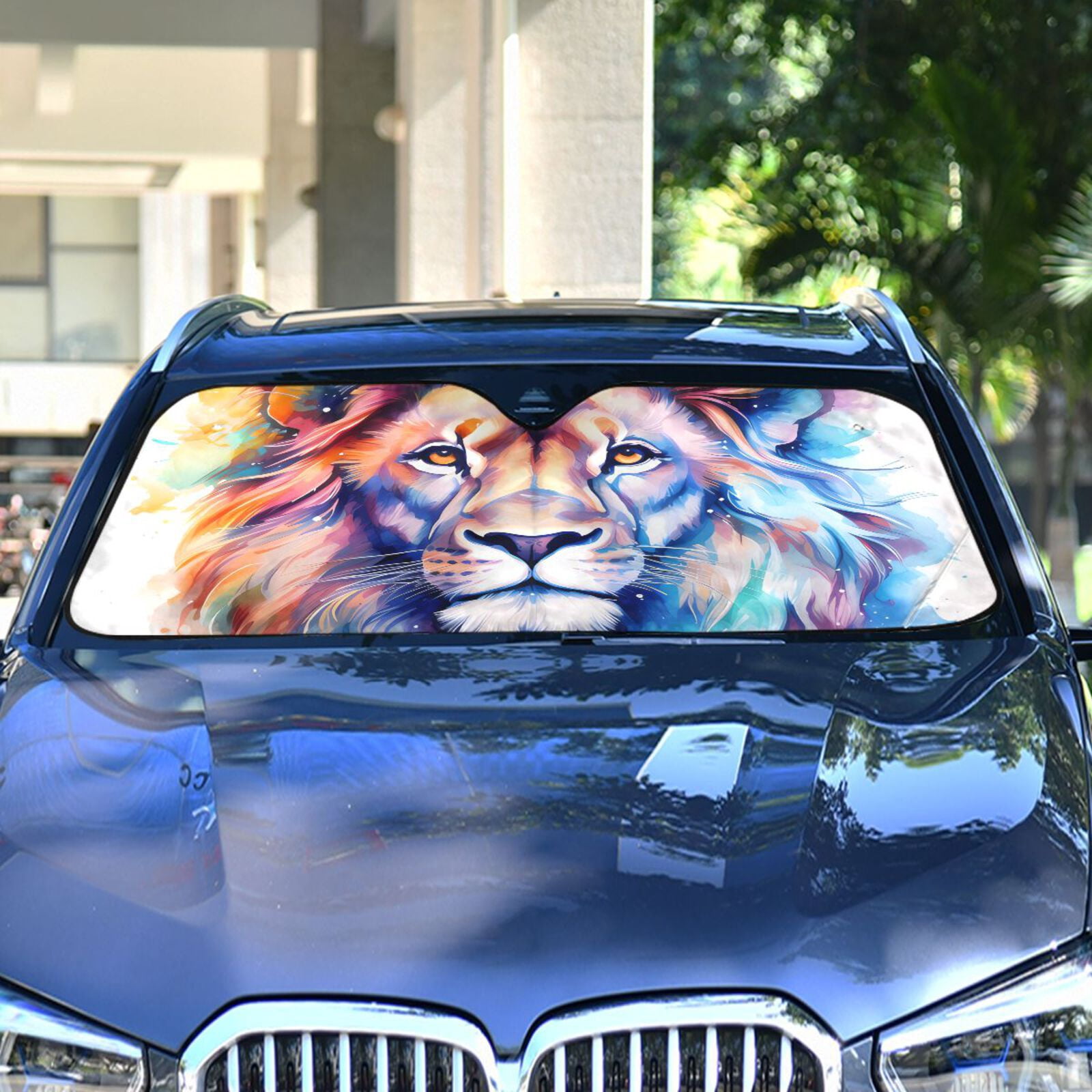 Lion Face by Painting Automotive Front Car Windshield Sun Shade ...