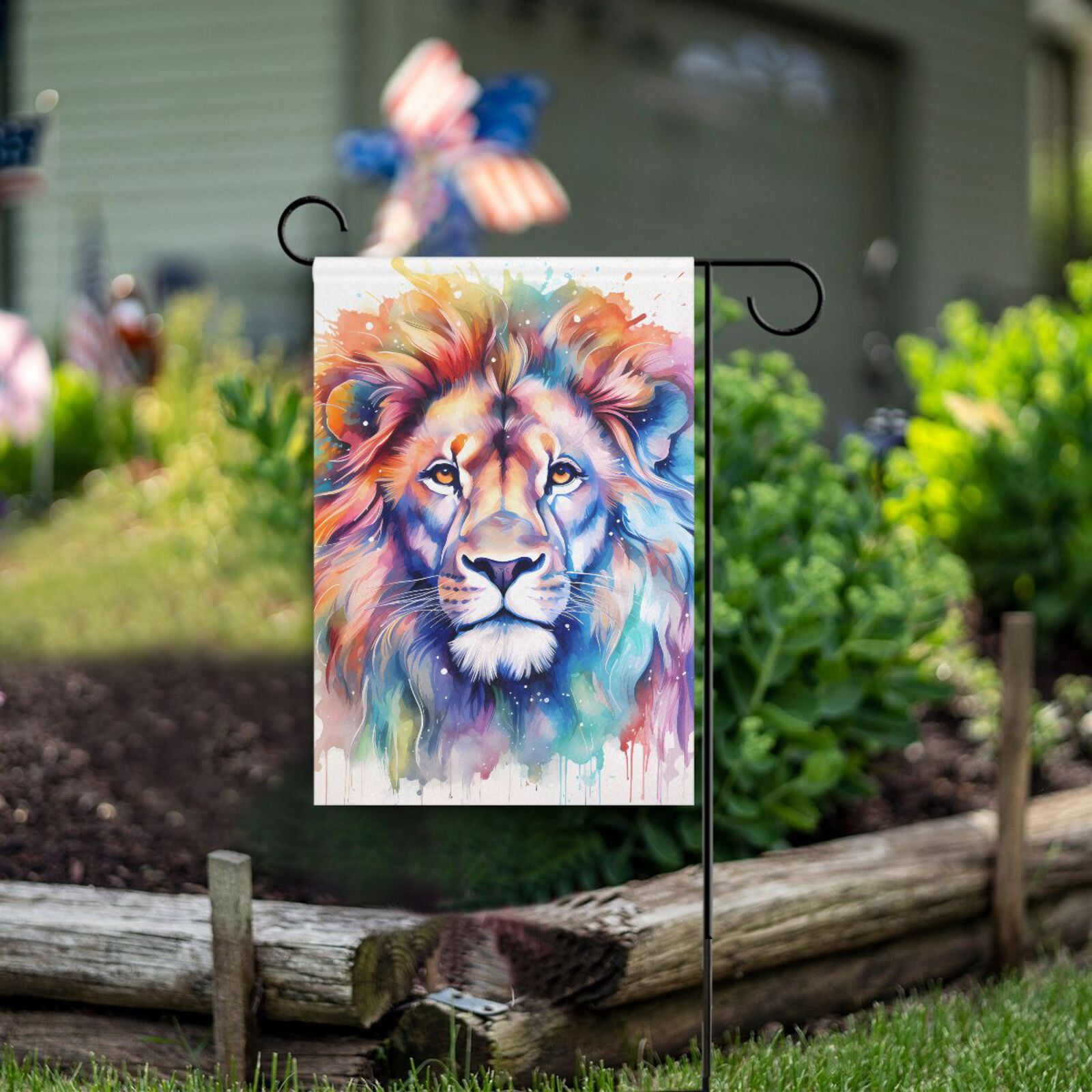 Lion Face by Painting Garden Flag Double Sided Outdoor Banners for ...