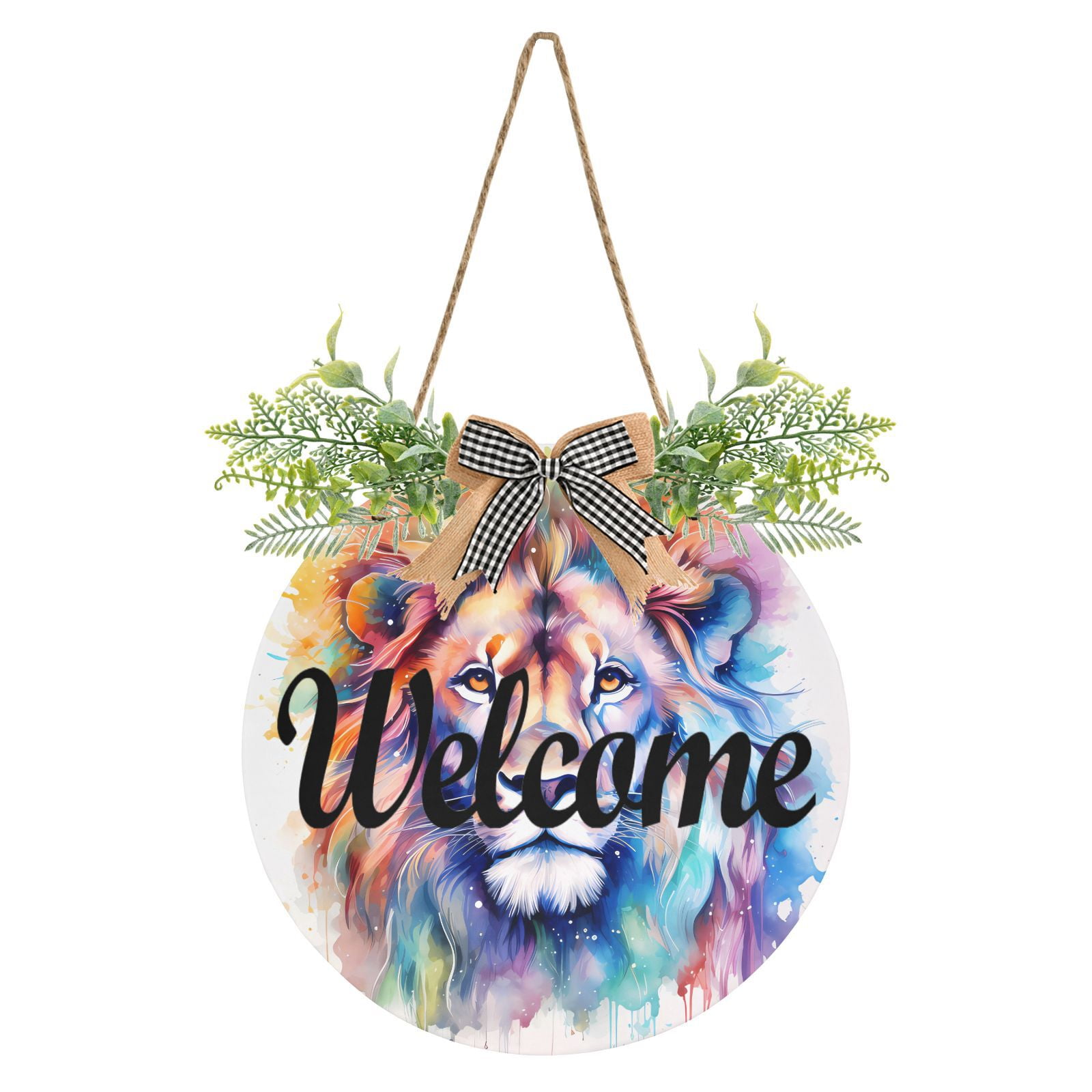 Lion Face by Painting Welcome Sign for Front Door Wreath Door Sign for ...