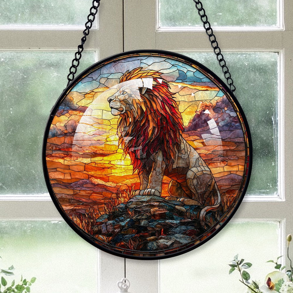 Lion Family Christmas Suncatchers, Lion Stained Glass Window Hangings ...