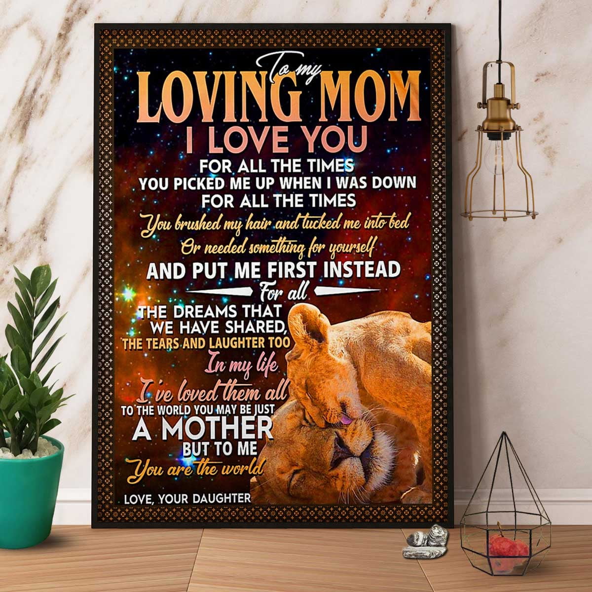 Lion Family To My Loving Mom To Me You Are The World Daughter Letter ...