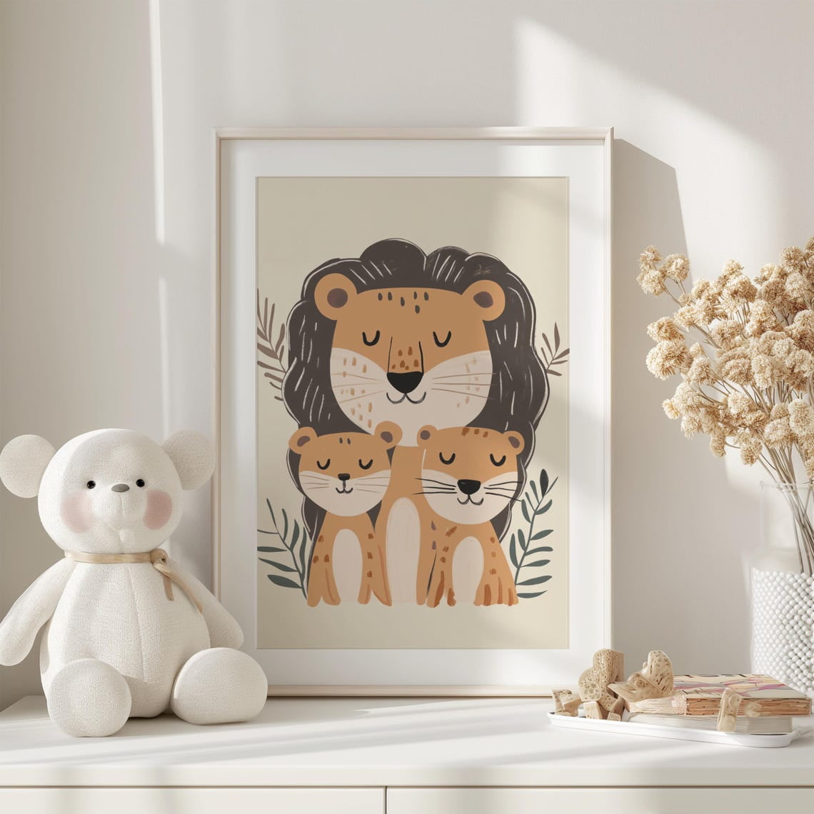 Lion Family Wall Art, Nursery Lion Cubs Print, Kids Animal Posters ...
