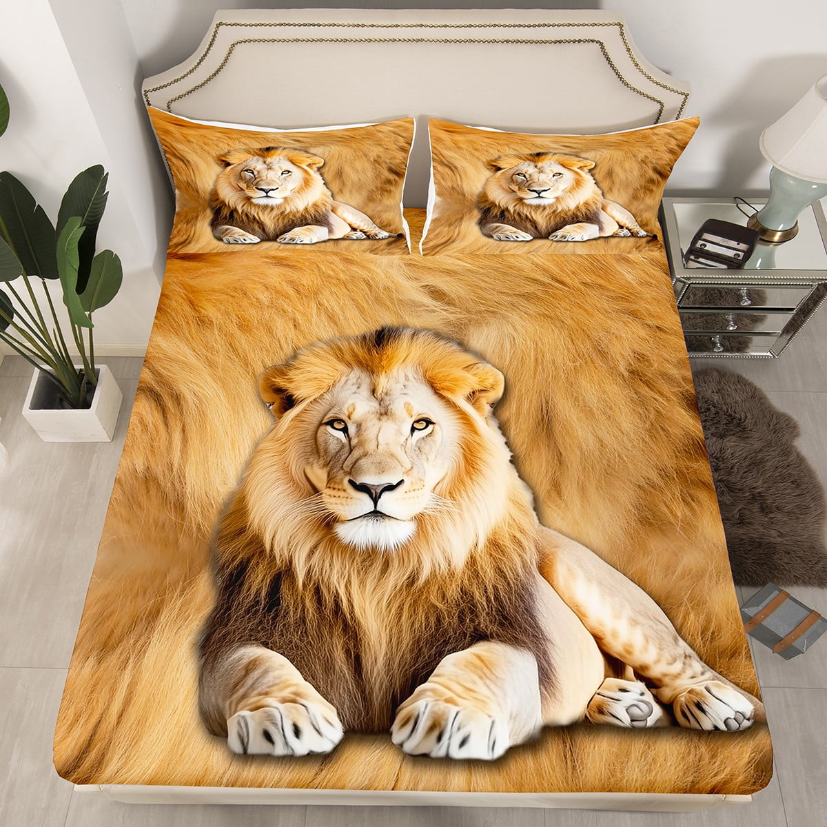 Lion Fitted Sheet,3D Lion Full Bed Sheets,Animal Print Sheets,Animal ...