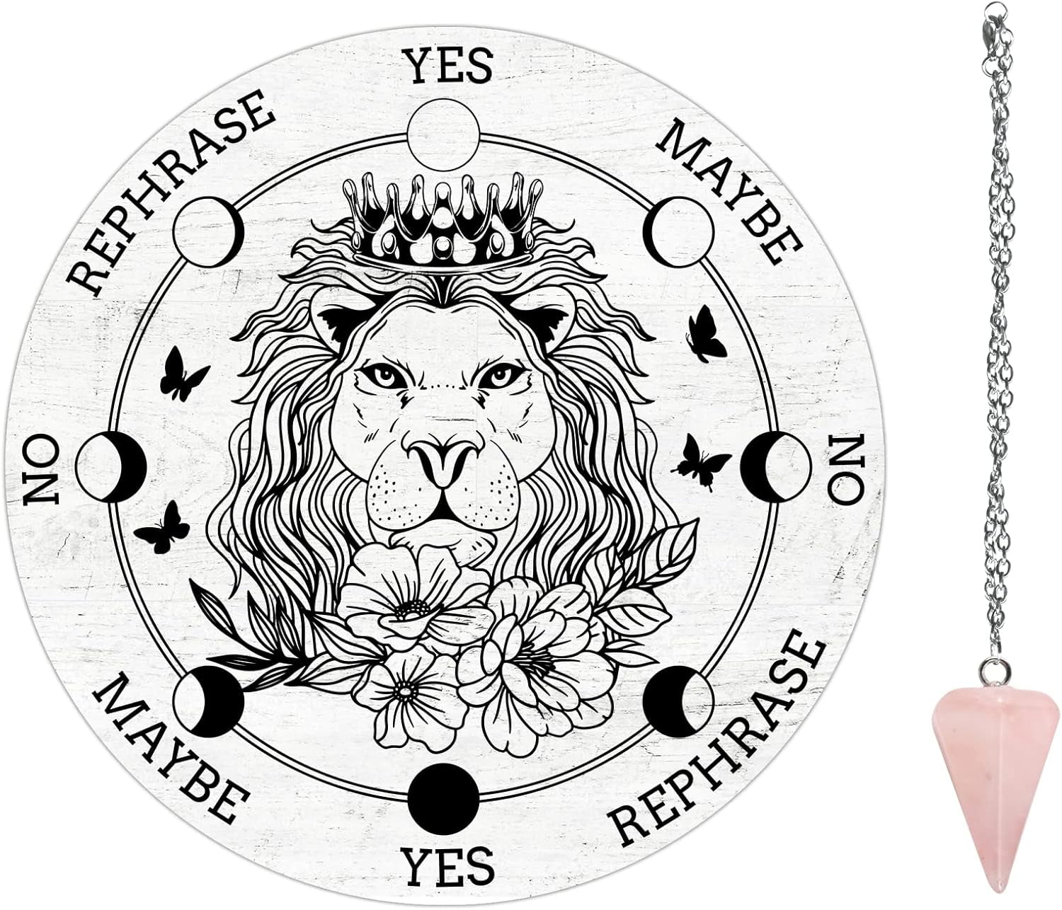 Lion Flower Pendulum Board set 7.8'' Wooden Dowsing Divination Board ...