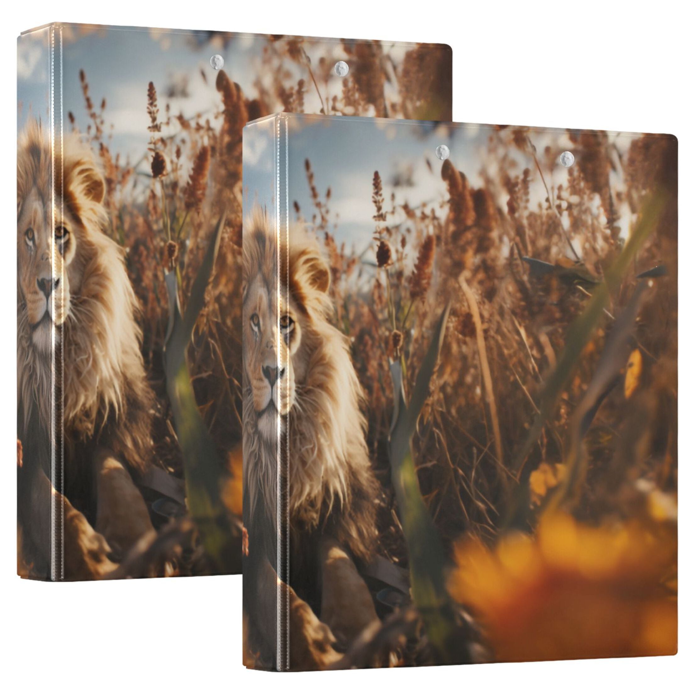Lion Flowers Sky Grass 3 Ring Binders 1.5 inch Hardcover File Folders ...