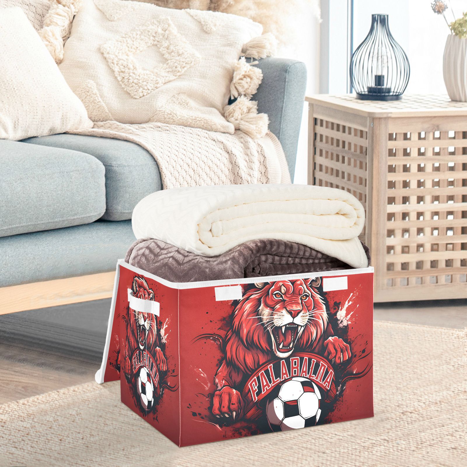 Lion Football Storage Basket Foldable Laundry Basket Shelf Kids Toy ...