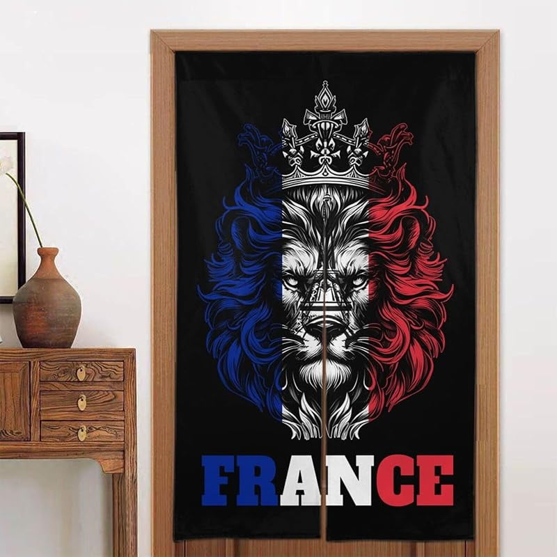 Lion France French Flag Door Curtain for Doorway Privacy Portiere Room ...