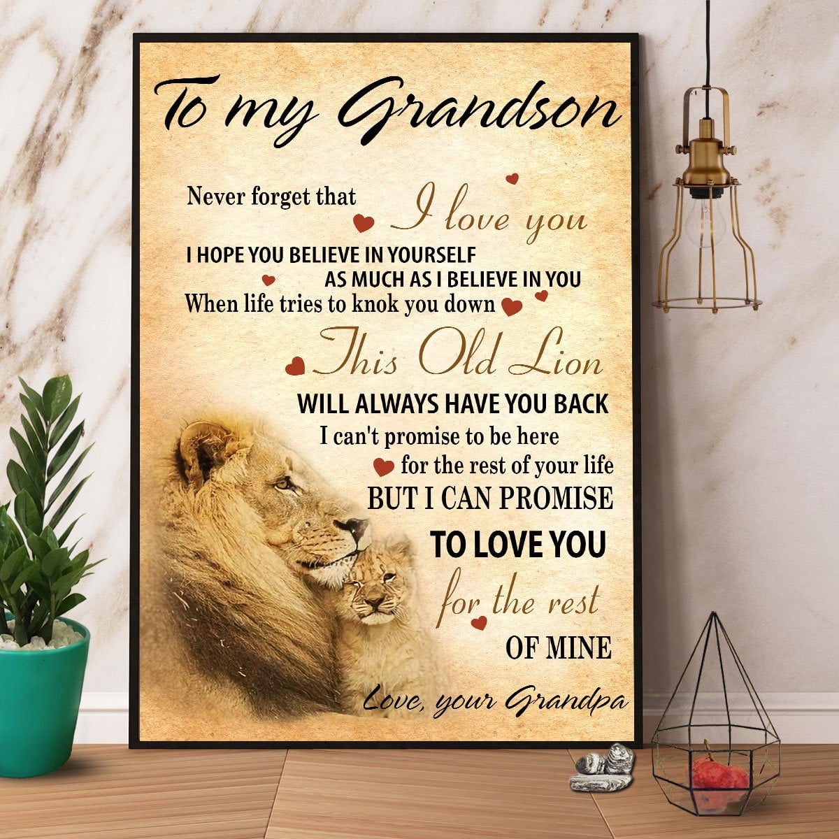 Lion Grandpa To My Grandson Love You For The Rest Paper Poster No Frame ...