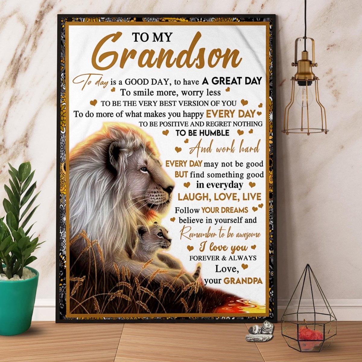 Lion Grandpa To My Grandson Today Is A Good Day Gift For Grandson Paper ...