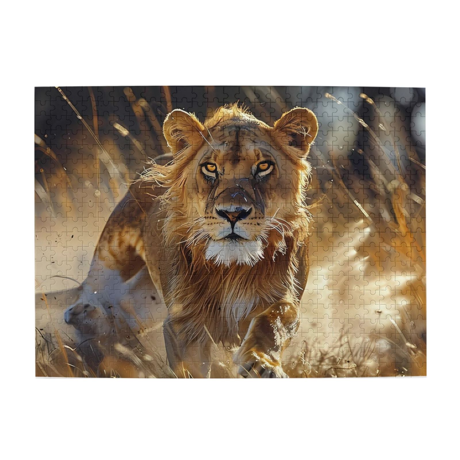 Lion Grassland Predator Wildlife 500-Piece Wooden Jigsaw Puzzle for ...