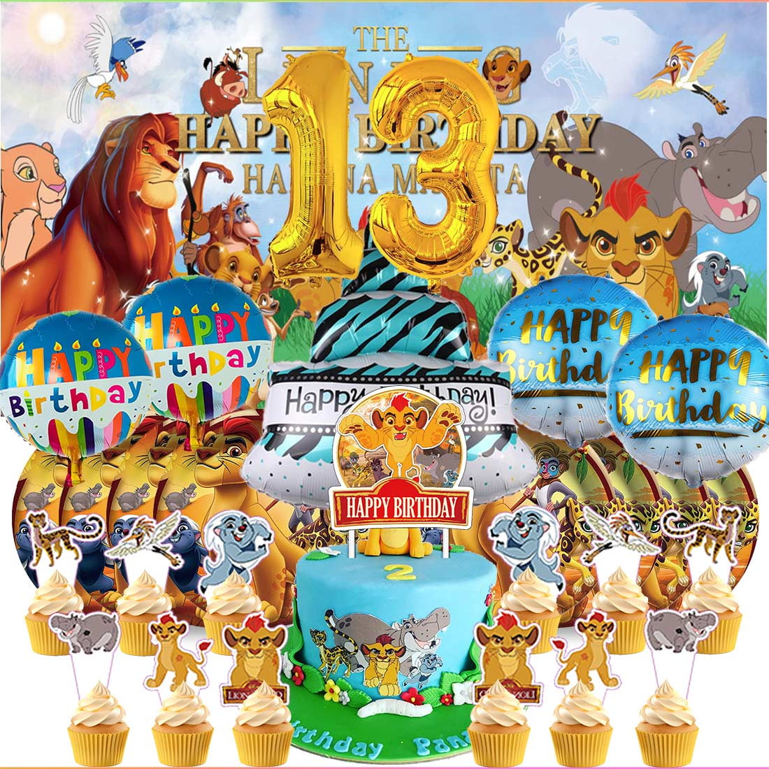 Lion Guard 13th Tableware Balloons Cake Toppers Backdrop Banner ...