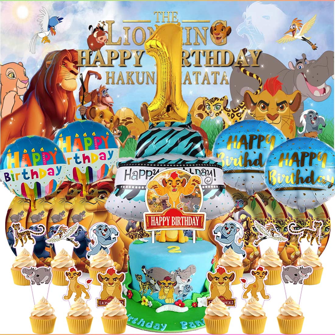Lion Guard 1st Tableware Balloons Cake Toppers Backdrop Banner Supplies ...