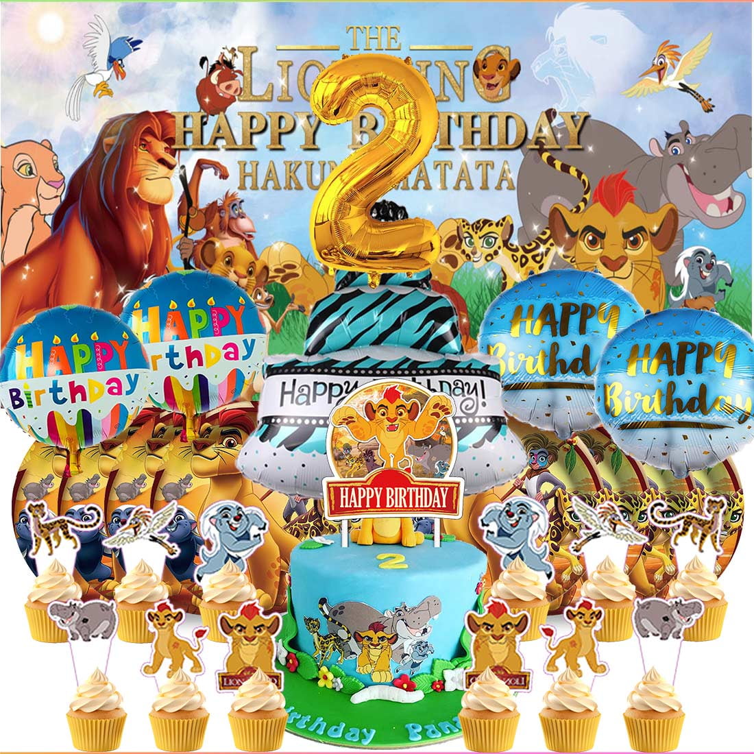 Lion Guard 2nd Tableware Balloons Cake Toppers Backdrop Banner Supplies ...