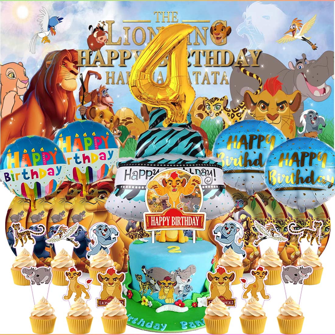 Lion Guard 4th Tableware Balloons Cake Toppers Backdrop Banner Supplies ...