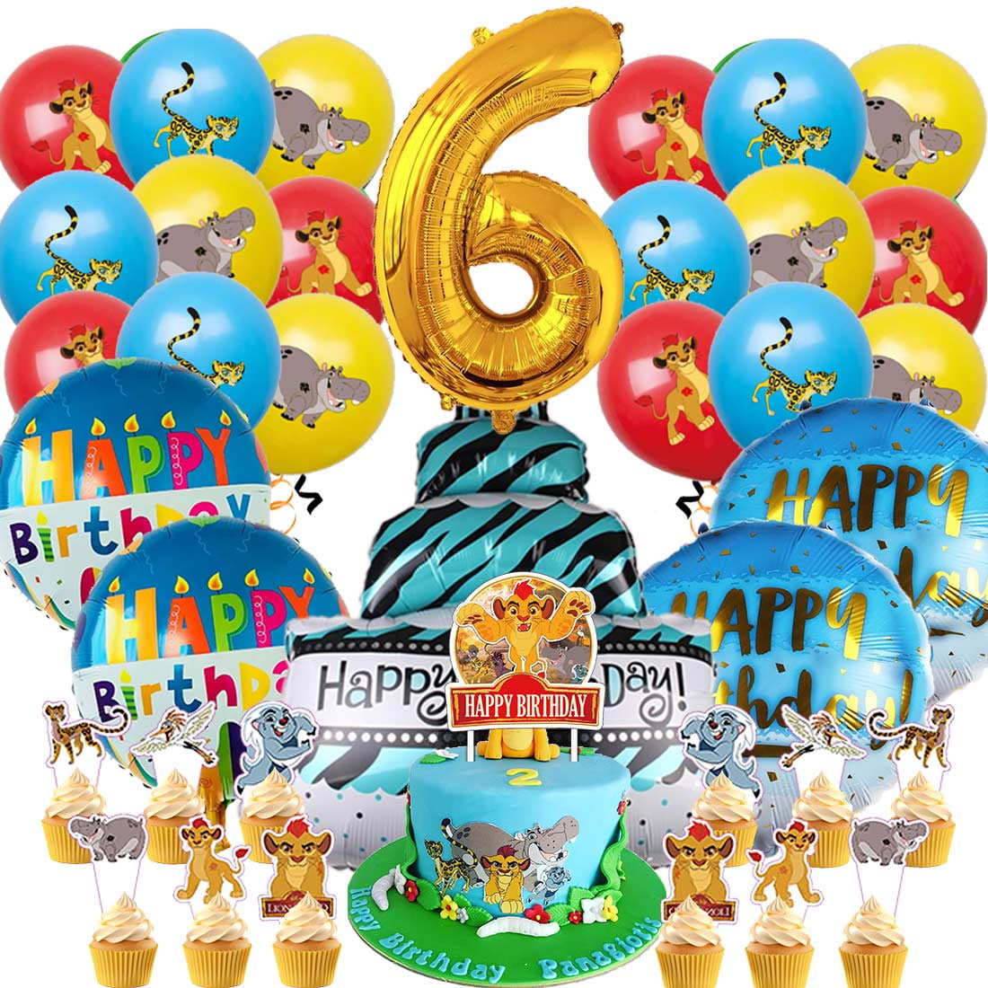 Lion Guard Party Supplies 6th Decor Kit Balloons Birthday Cake Topper ...