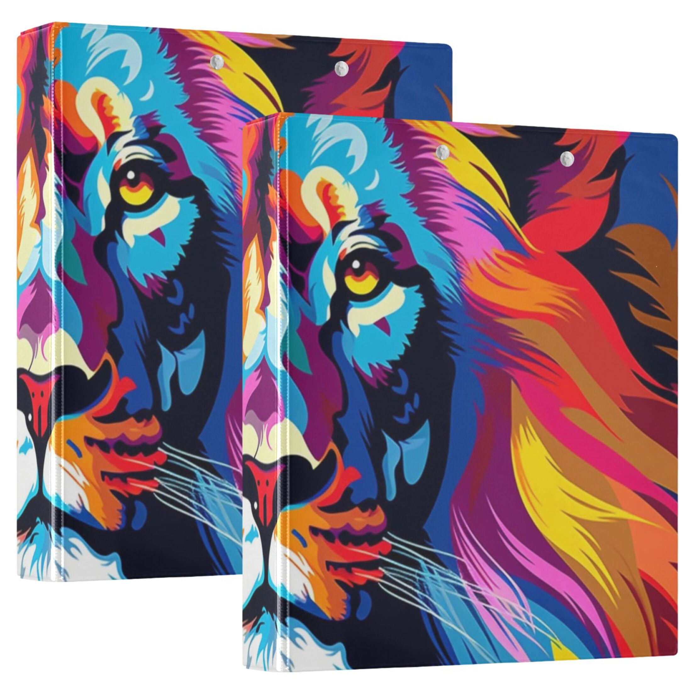 Lion Head 3 Ring Binders 1.5 inch Hardcover File Folders with Interior ...